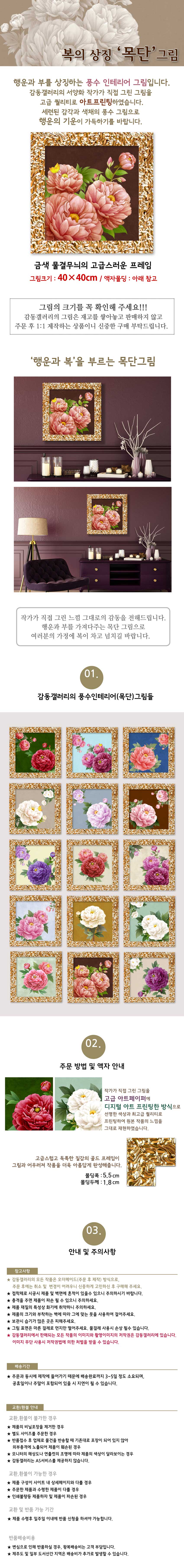 hplusmall 모란 목단그림액자 풍수그림 꽃 돈들어오는 40Wvgd14 - 핫트랙스